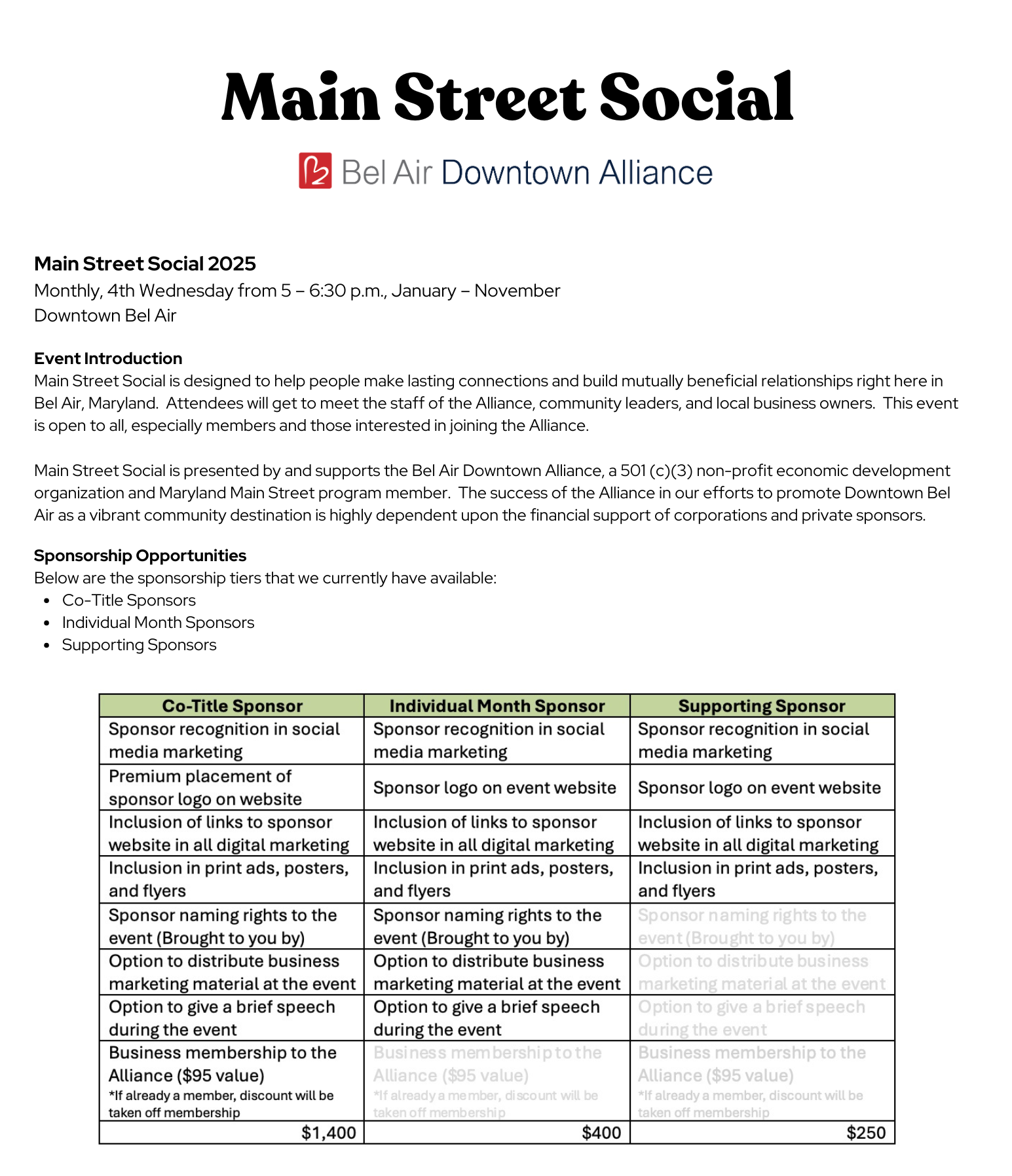 Main Street Social - Bel Air Downtown Alliance